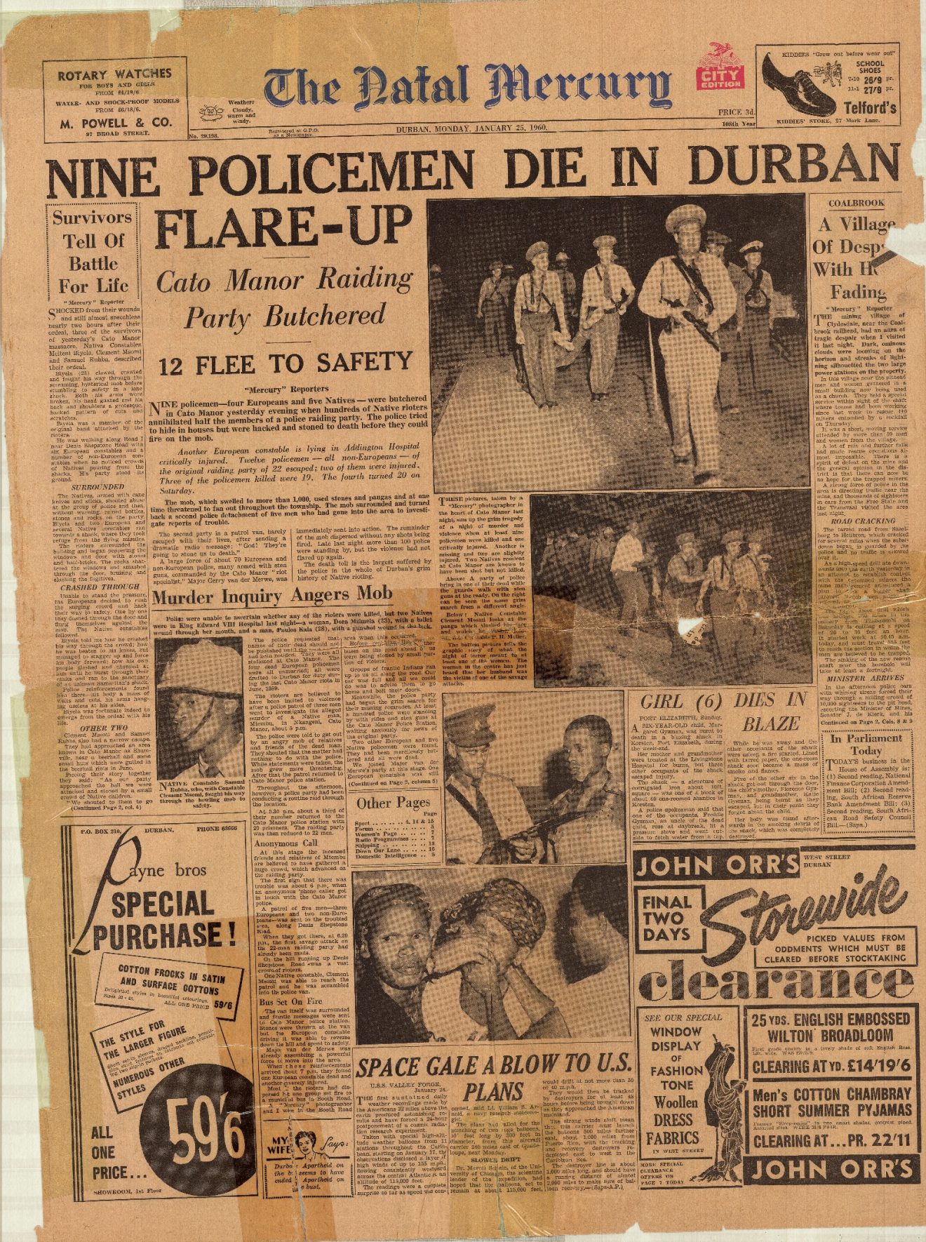 1960 Cato Manor Historical Document Natal Mercury - Nongqai BLOG