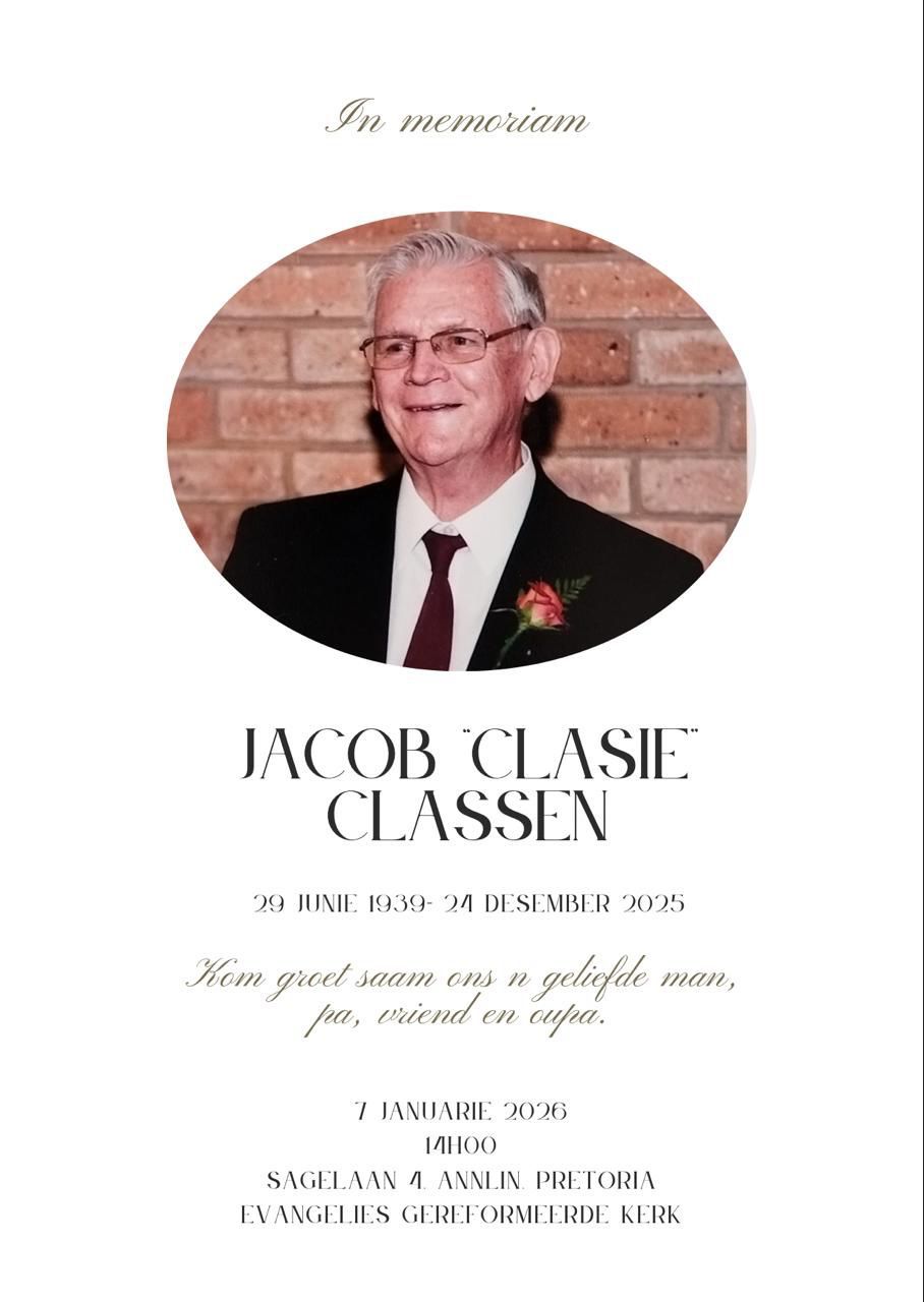 In Memoriam - Jacob S (Classie) Classen - Nongqai BLOG